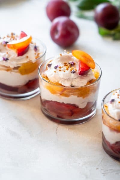 Poached Plum Coconut Cream Parfaits - Le Petit Eats