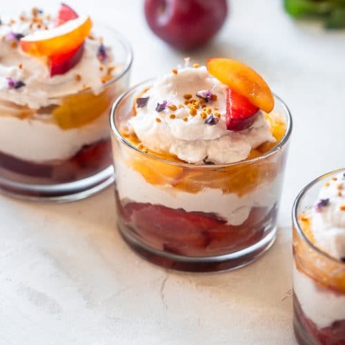 Poached Plum Coconut Cream Parfaits - Le Petit Eats