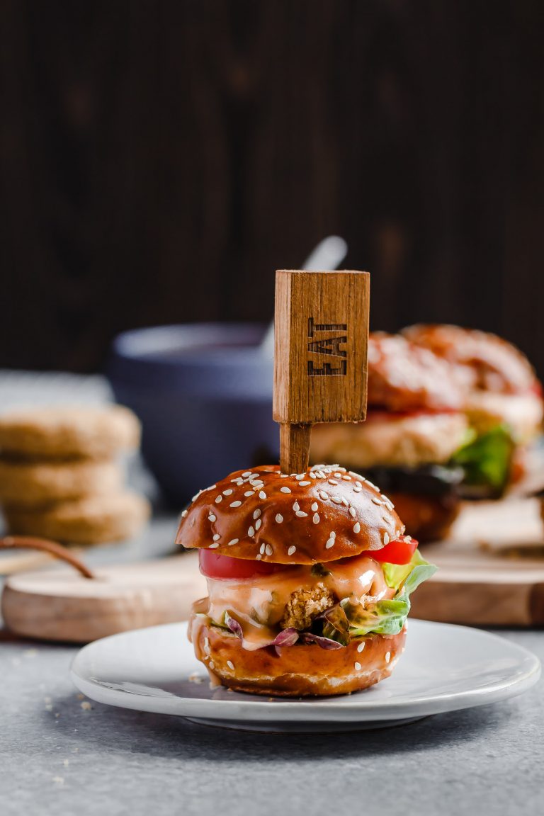 Crispy Chickpea Sliders with Aquafaba Special Sauce - Le Petit Eats