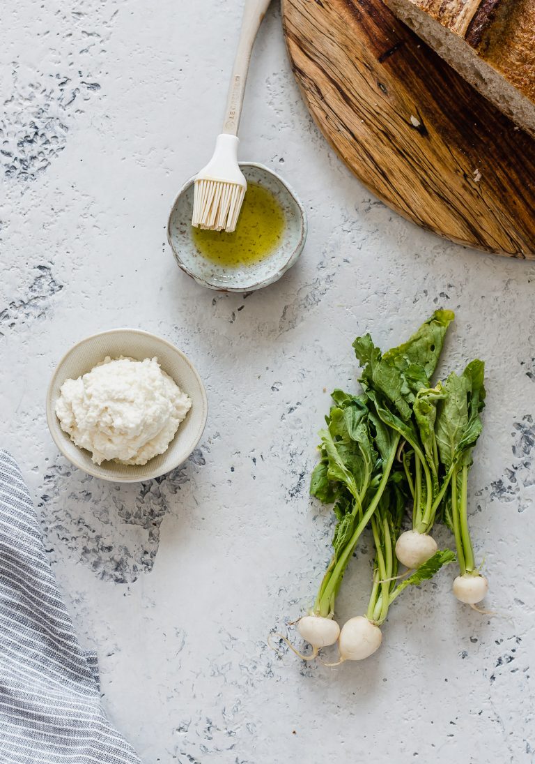 Vegan Spring Vegetable Crostini Recipe with Macadamia Ricotta